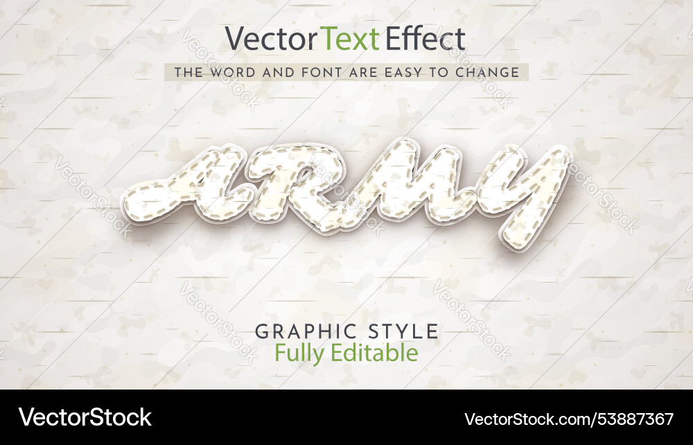 Army sticker text effect graphic style mockup Vector Image