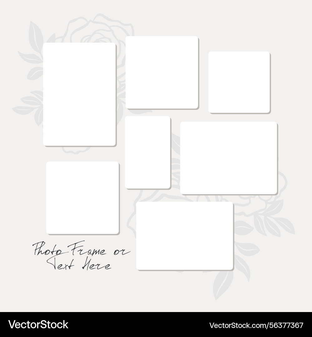 Blank collage photo frames template Royalty Free Vector