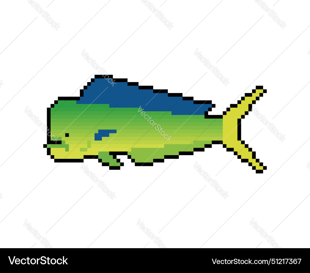 Dorado fish pixel art 8 bit mahi pixelated Vector Image
