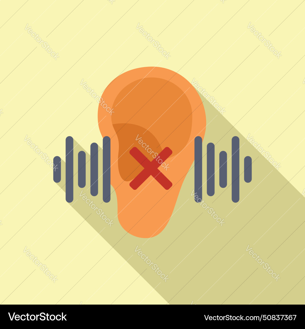 Ear deafness icon flat hearing aid help Royalty Free Vector