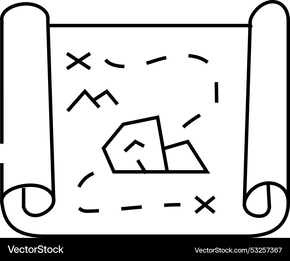 Map with treasure line icon Royalty Free Vector Image