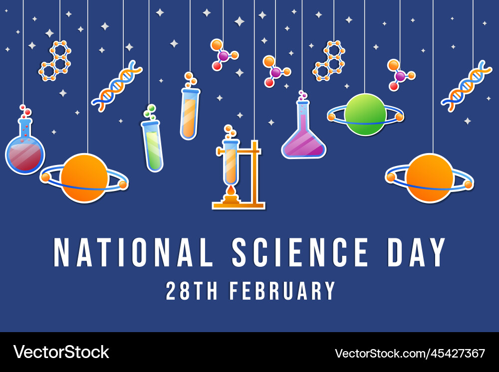 National science day 28 february background Vector Image