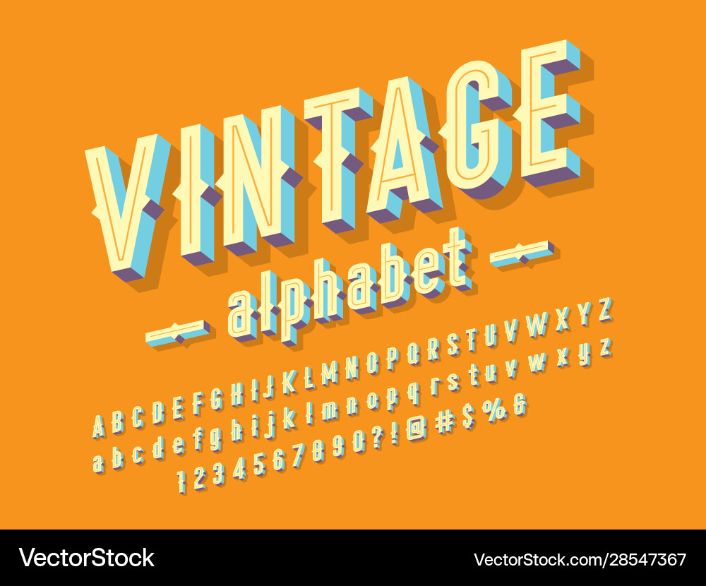 Retro font Royalty Free Vector Image - VectorStock