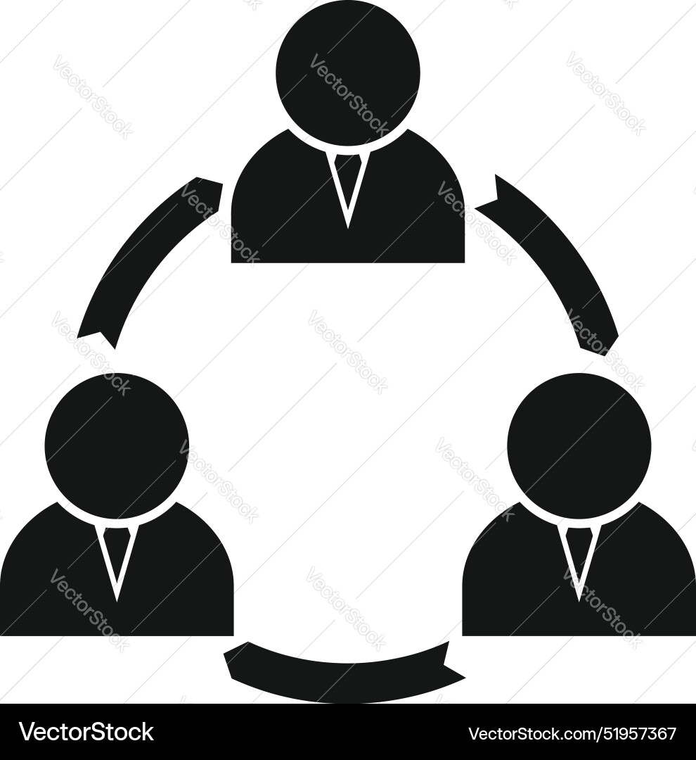 Three businessmen communicating in a circular Vector Image