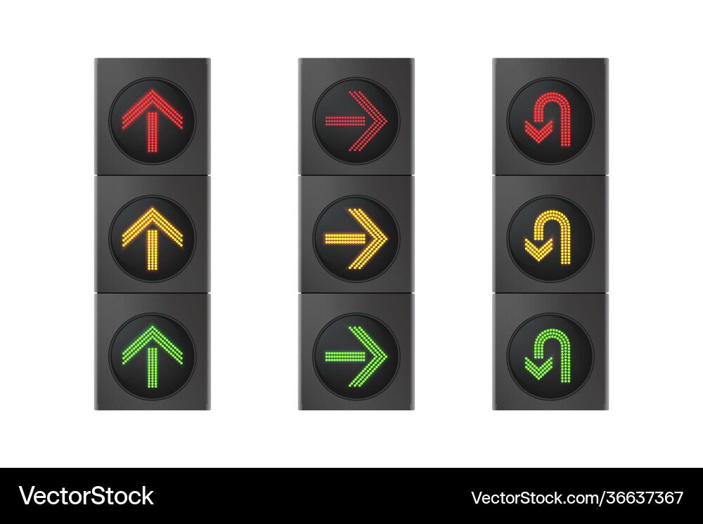 Traffic light with arrows for road Royalty Free Vector Image