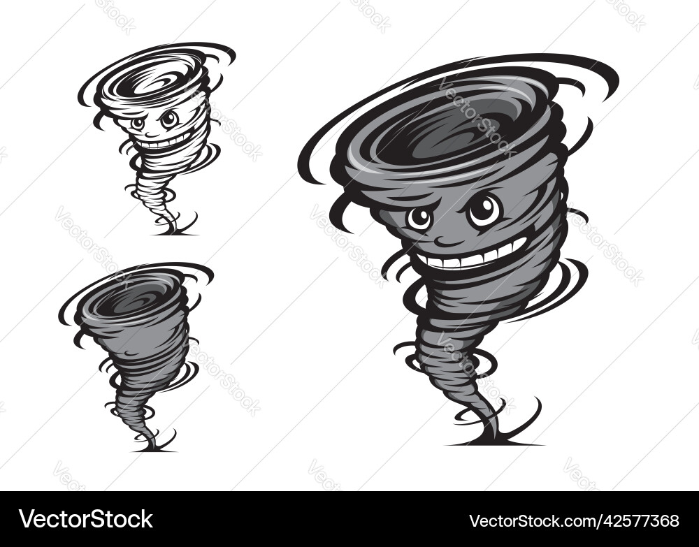 Cartoon tornado mascot storm cyclone character Vector Image