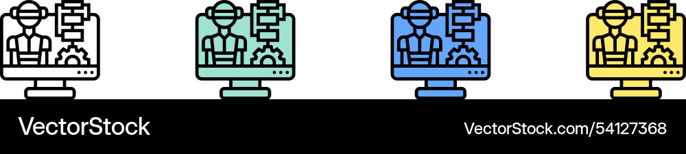 Control icon outline green blue and yellow style Vector Image