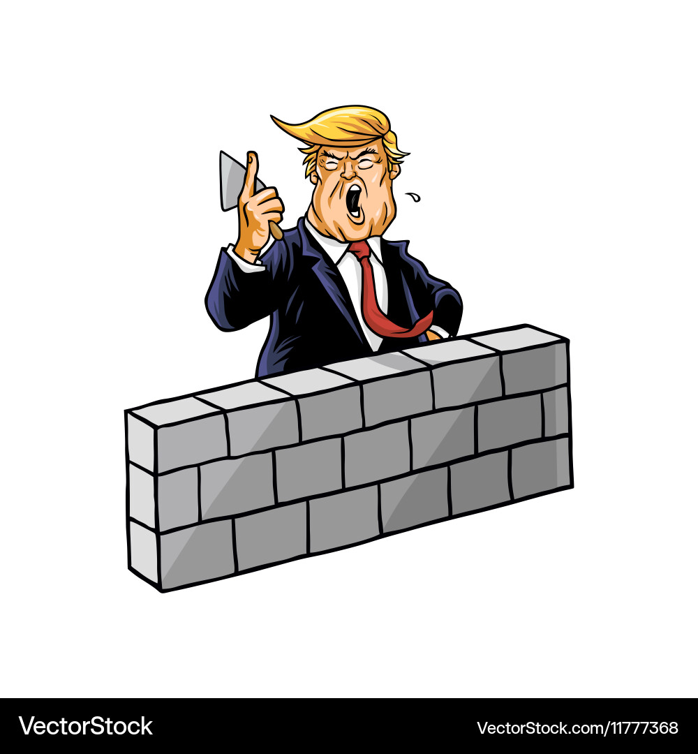 Donald trump build wall Royalty Free Vector Image