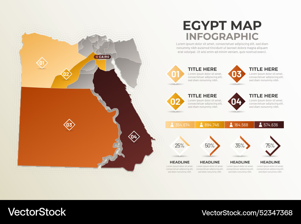Gradient egypt map infographic Royalty Free Vector Image