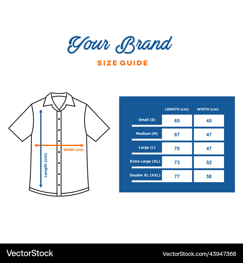 Men's Shirt Size Chart Template Royalty Free Vector Image