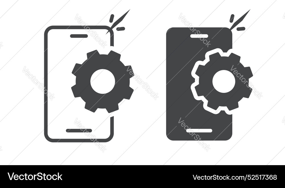 Mobile cell phone set up gear cog wheel icon Vector Image