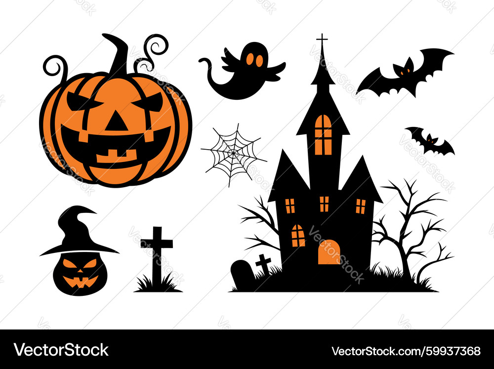 Spooky Halloween Graveyard Scene – Royalty-Free Vector | VectorStock