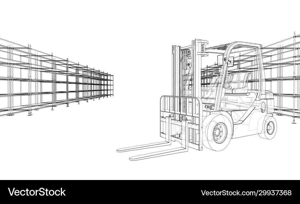 Warehouse shelves and forklift Royalty Free Vector Image