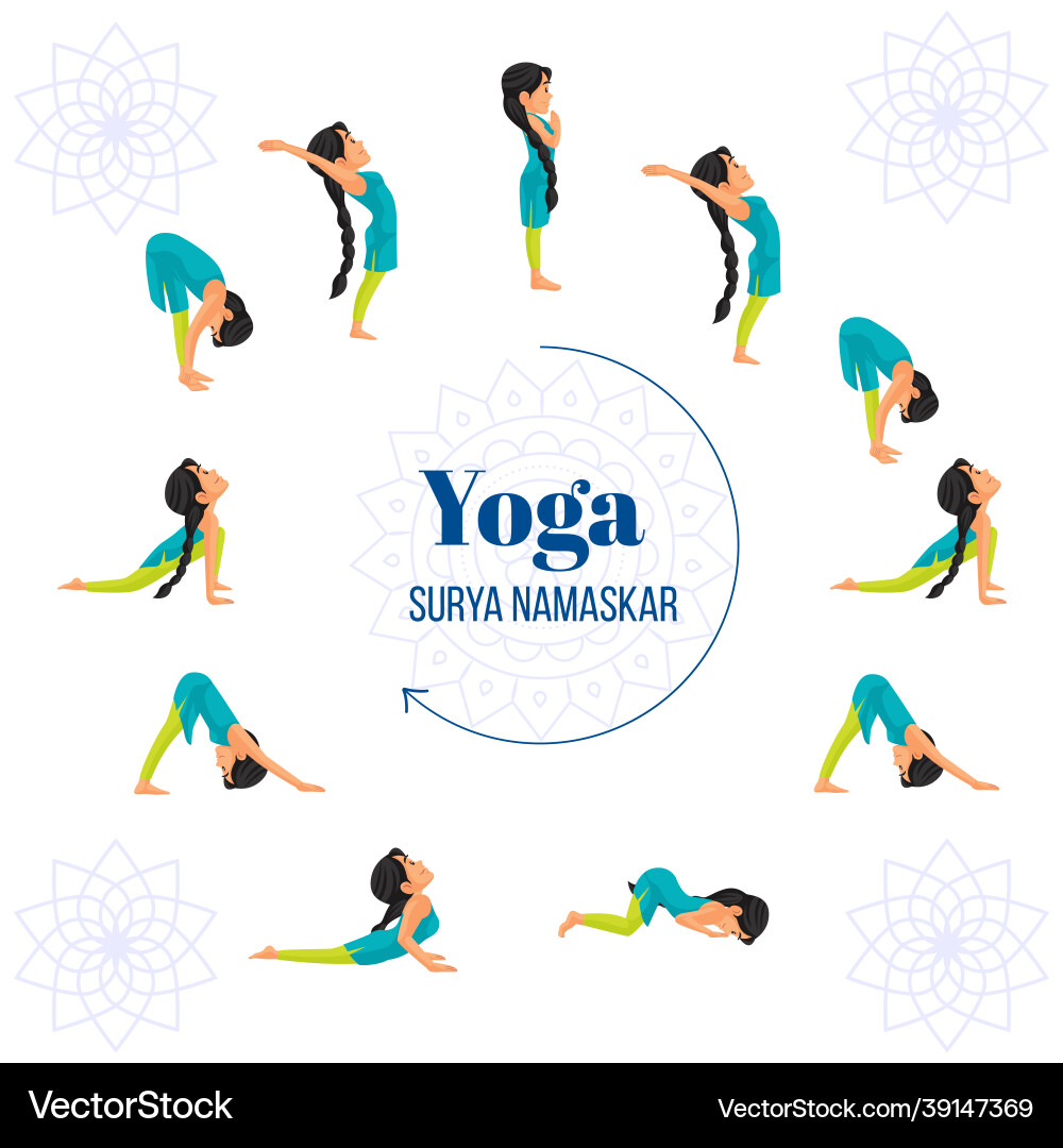 Banner design of surya namaskar yoga Royalty Free Vector Banner design of surya namaskar yoga Royalty Free Vector