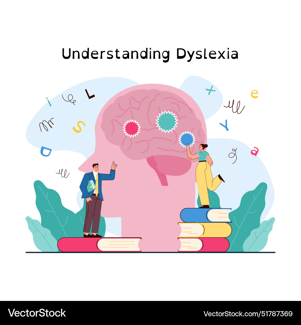 Dyslexia learning disorder or disability reading Vector Image