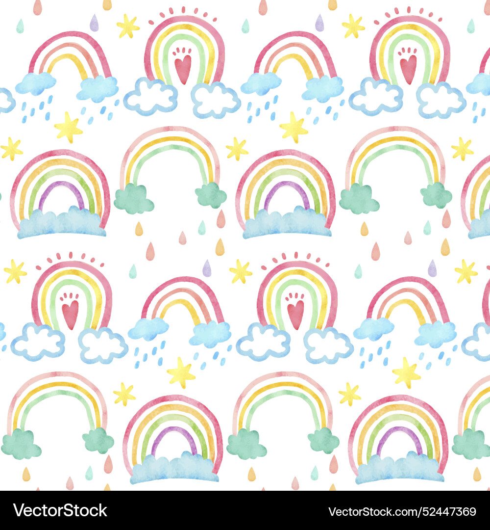 Hand painted watercolor rainbow pattern design Vector Image
