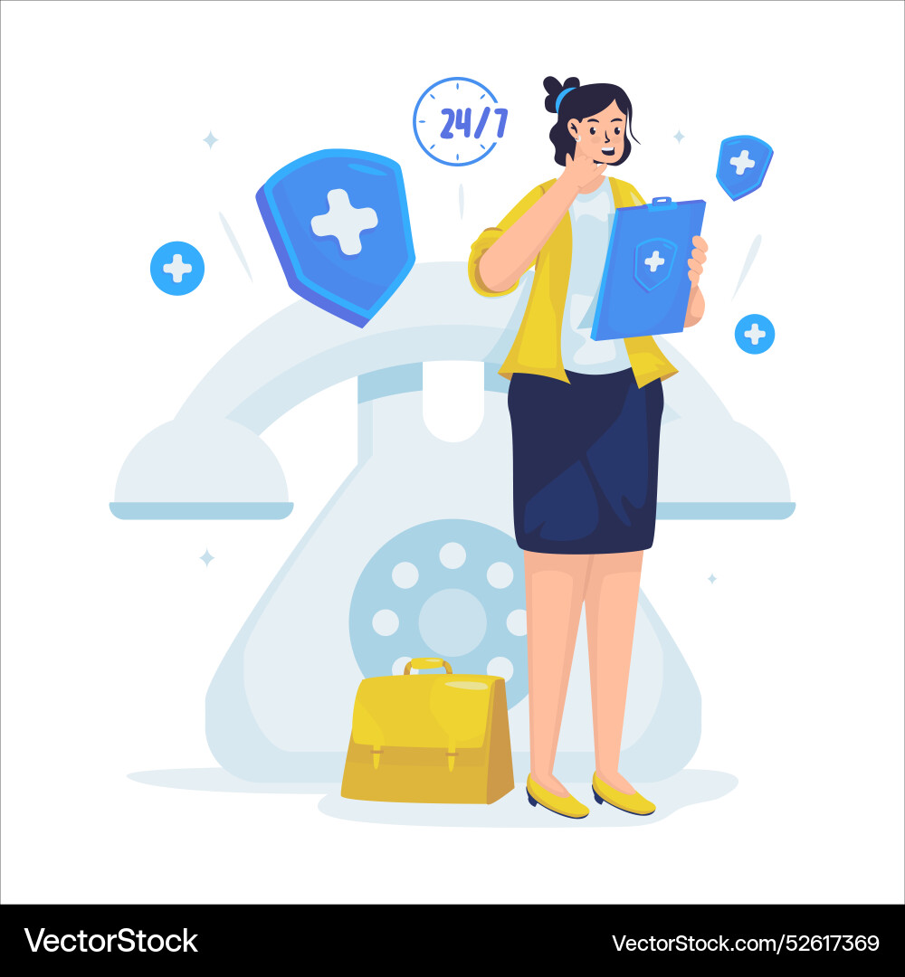 Insurance customer support care Royalty Free Vector Image