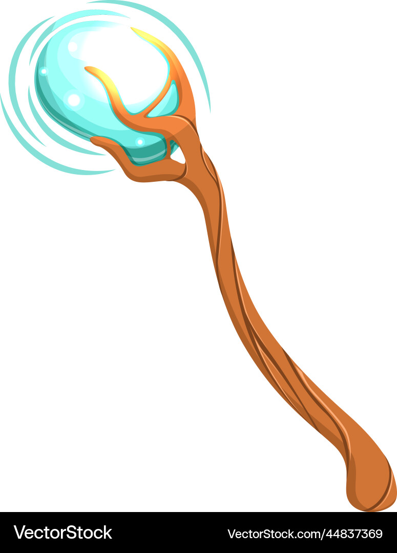 Magic staff icon cartoon wizard weapon fantasy Vector Image