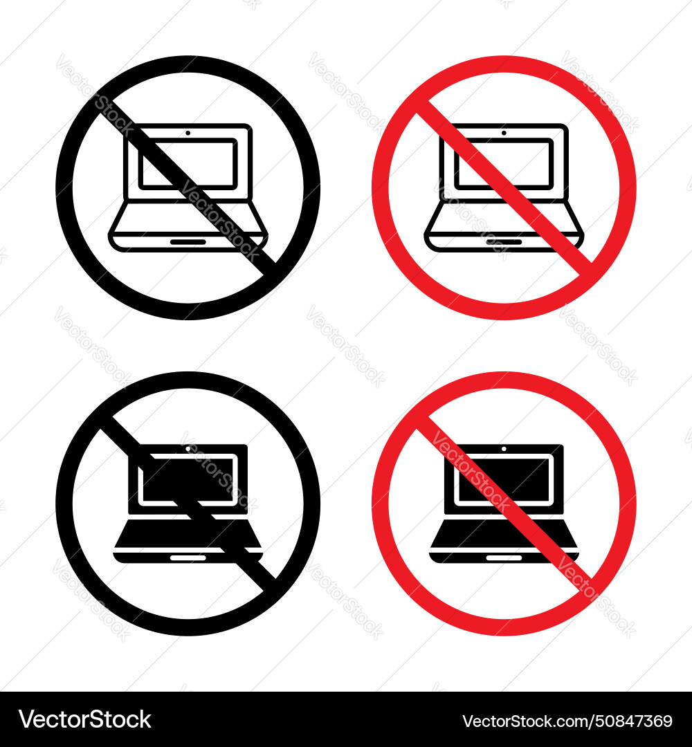 No laptop sign forbidden pc symbol Royalty Free Vector Image