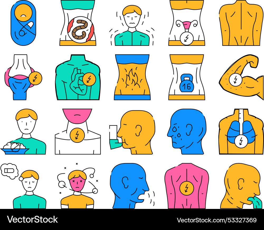 Sick health problem and allergy icons set Vector Image