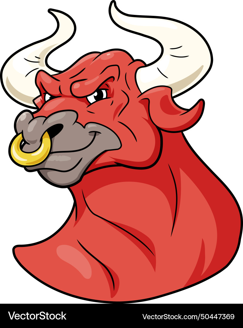 Smiling bull head on white background Royalty Free Vector