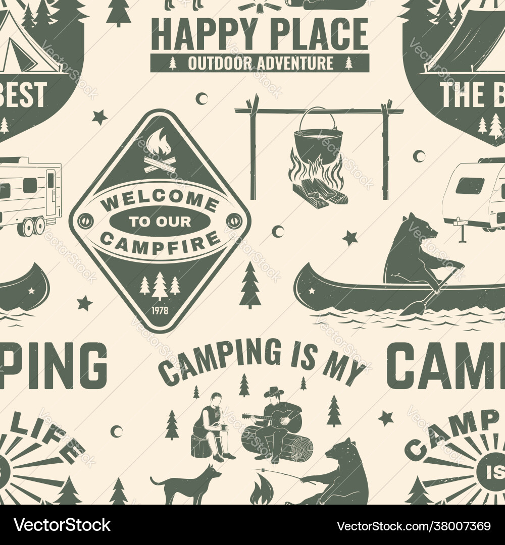 Summer Camp Adventure Pattern Royalty Free Vector Image