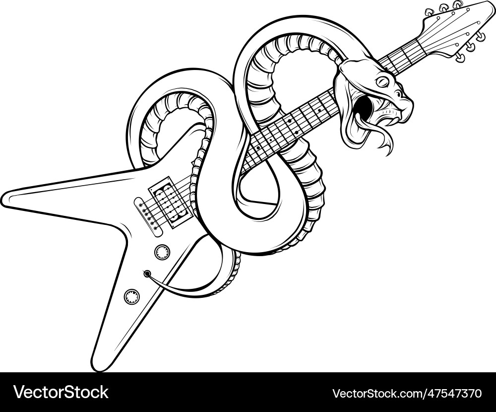 Electric guitar line art Royalty Free Vector Image