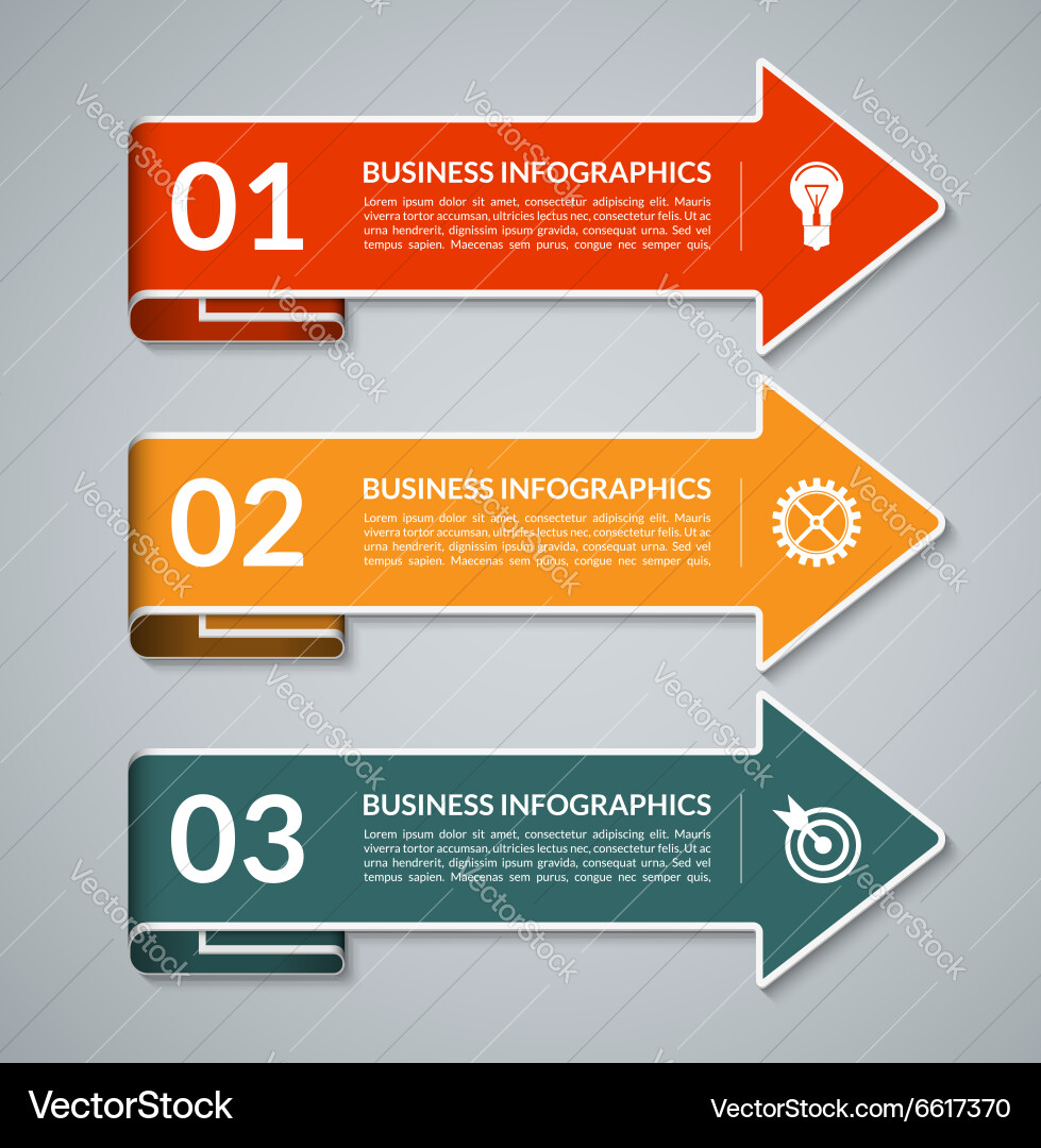Infographic arrows with white border Royalty Free Vector