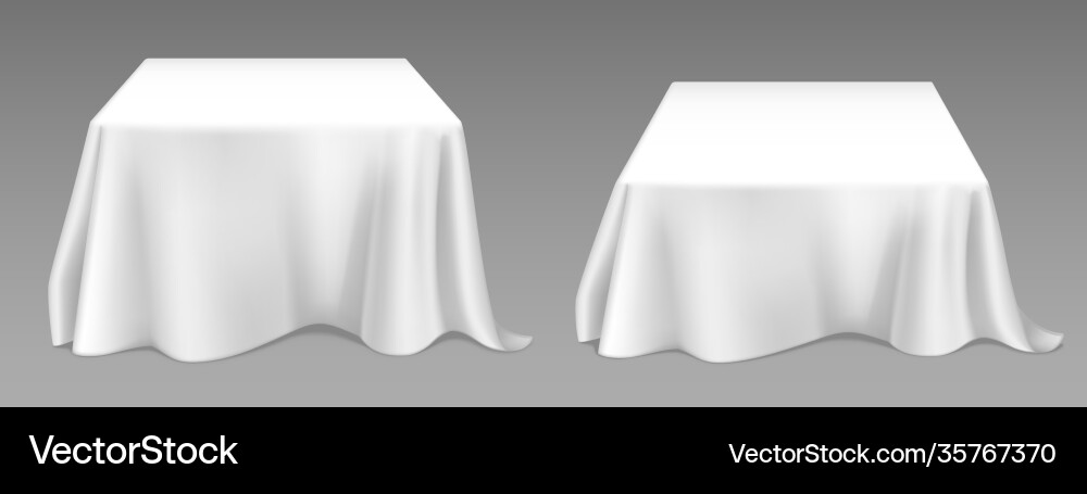 Realistic white tablecloth on tables Royalty Free Vector