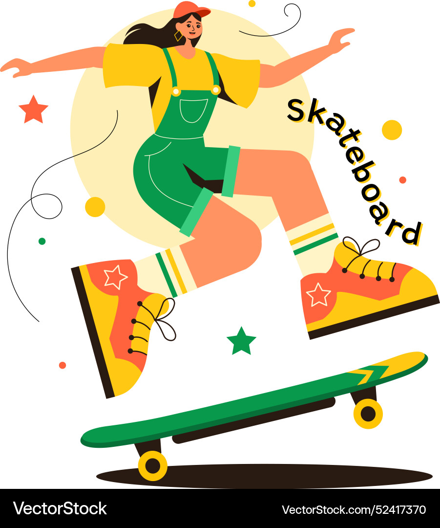 Skateboard with skateboarders jumping Royalty Free Vector
