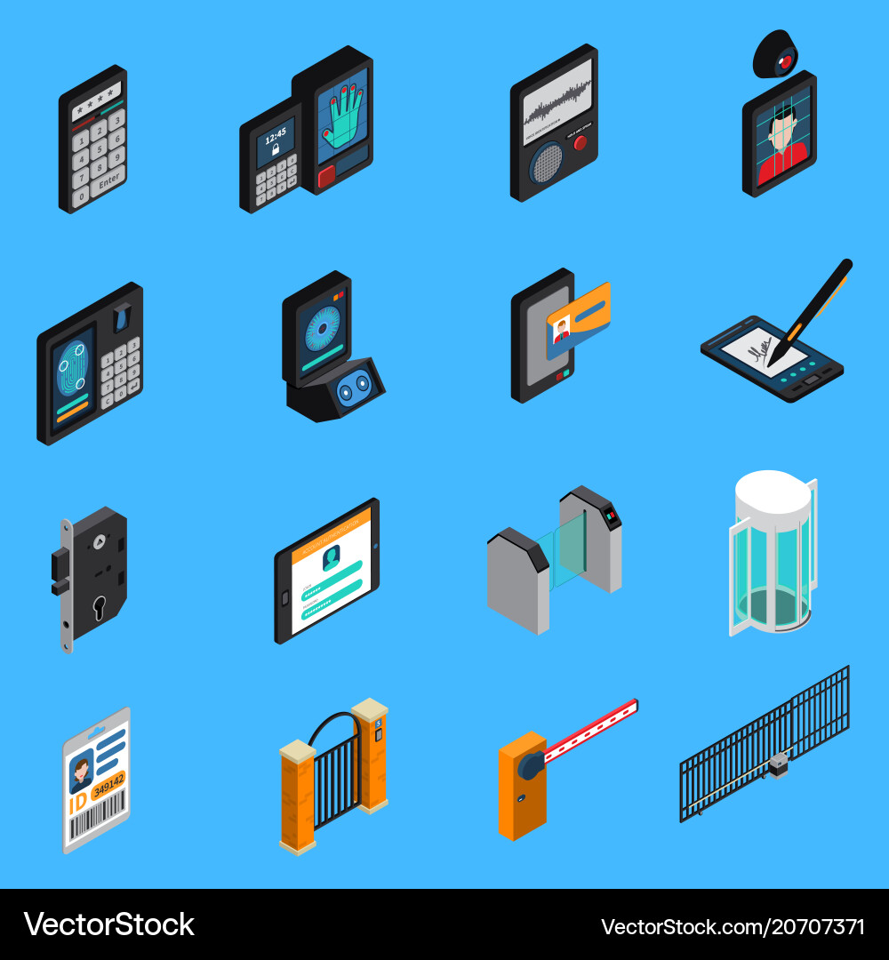 Access identification isometric icons Royalty Free Vector