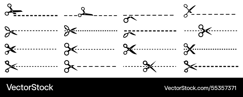 Different scissors coupon cutting shape Royalty Free Vector