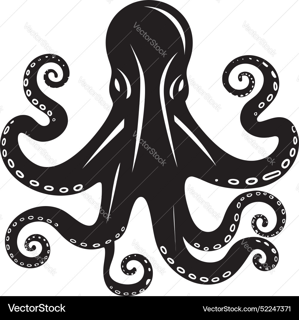 Dynamic depths unveiling the black iconic octopus Vector Image