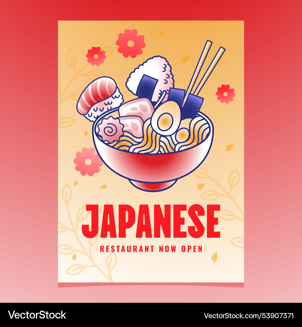 Japan flyer template in hand drawn style Vector Image