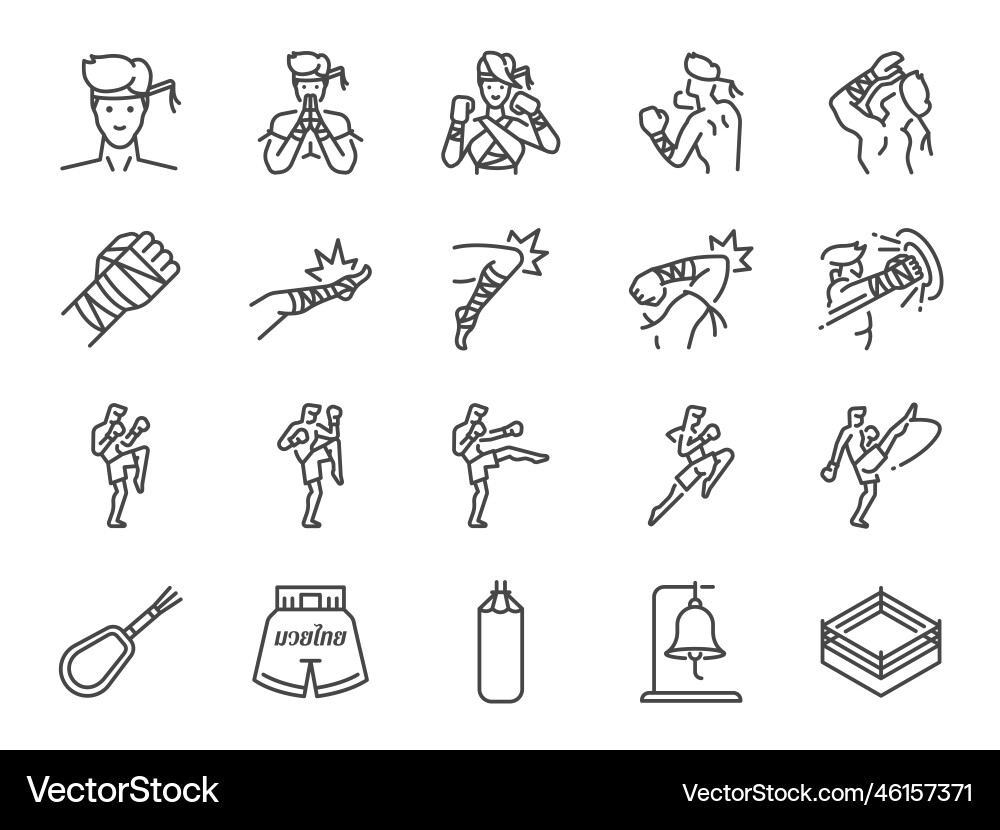 Muay thai icon set Royalty Free Vector Image - VectorStock