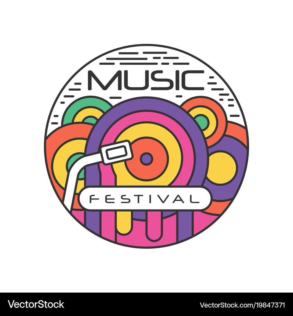 Multi-colored logo template for music festival Vector Image