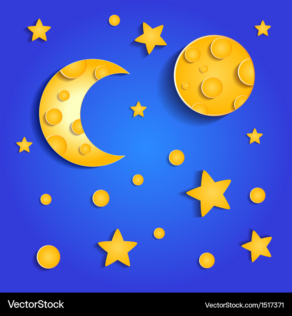 Paper Moon and Stars Royalty Free Vector Image