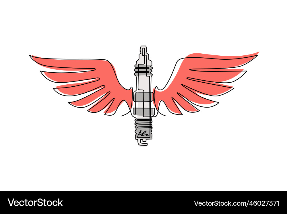 Single continuous line drawing spark plug Vector Image