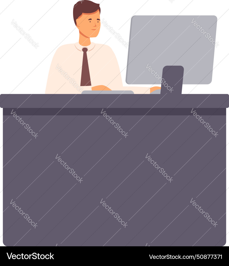 Work office reception desk icon cartoon Royalty Free Vector