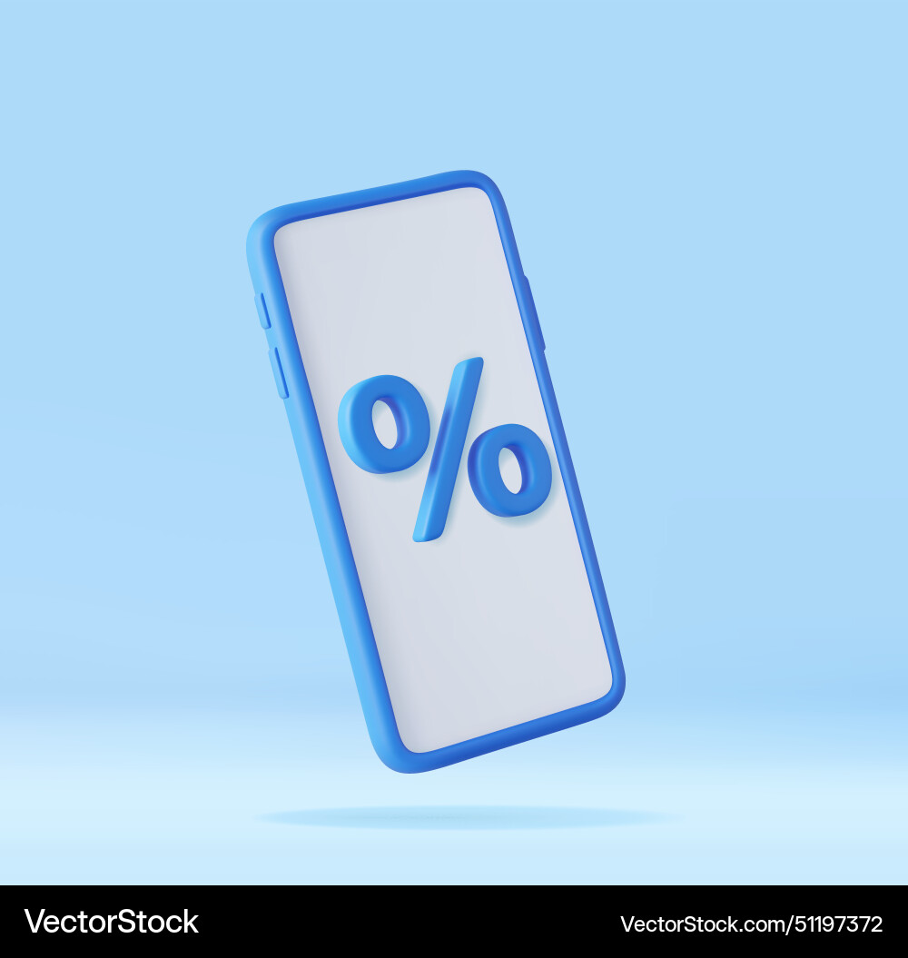 3d phone with percentage on screen Royalty Free Vector Image