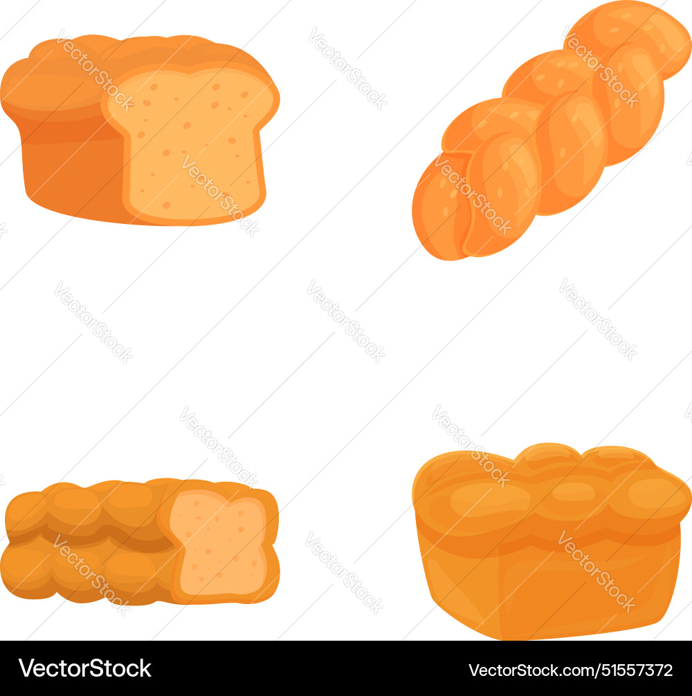 Assorted bread loaves clipart set Royalty Free Vector Image