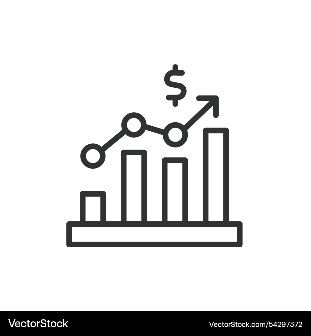 Bar chart dollar coin icon in line design Vector Image
