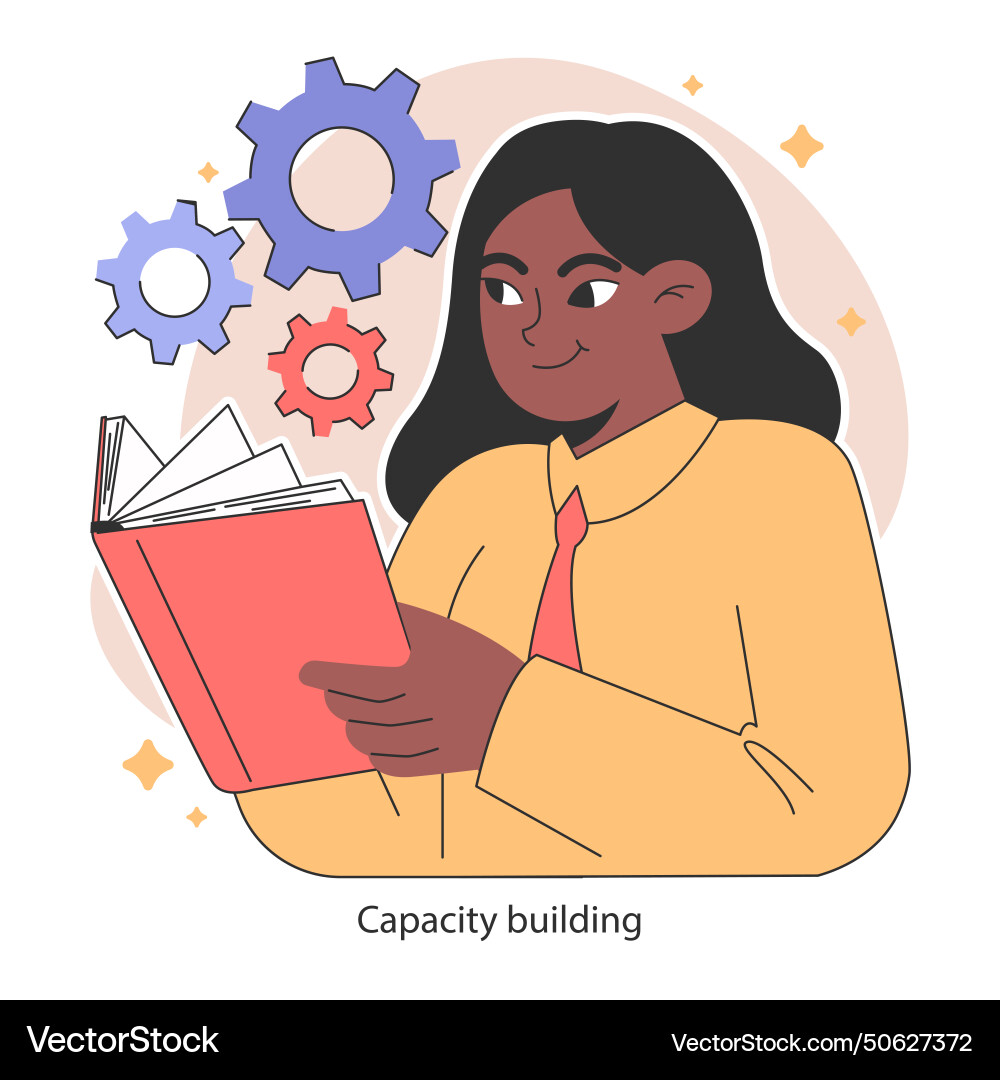 Capacity building engaged woman reading gaining Vector Image