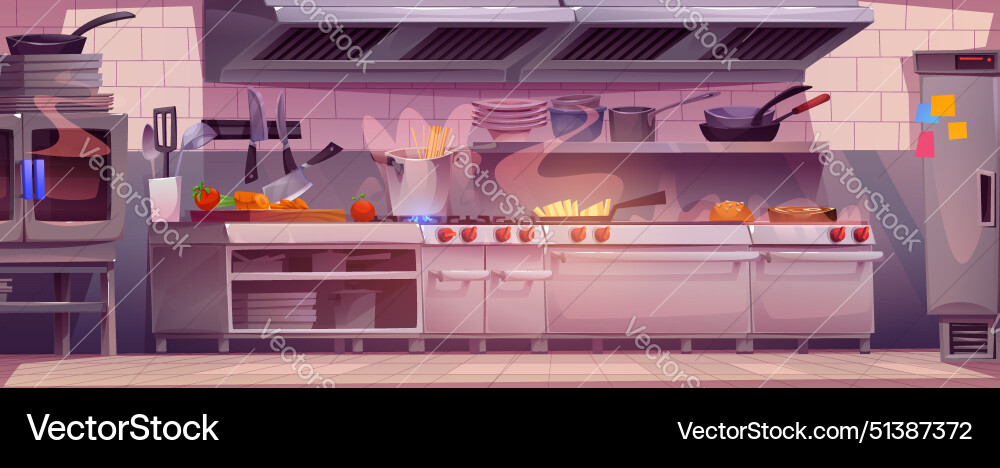 Commercial kitchen interior in restaurant for chef
