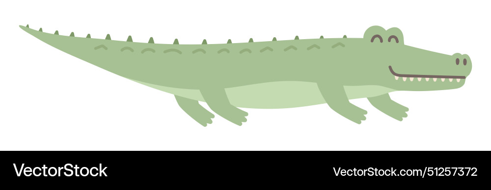 Cute crocodile in flat design happy wildlife Vector Image