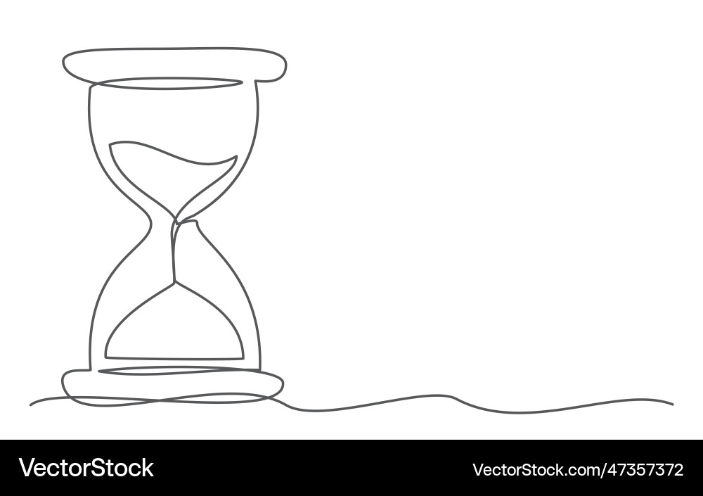Hourglass background one line drawing on white Vector Image