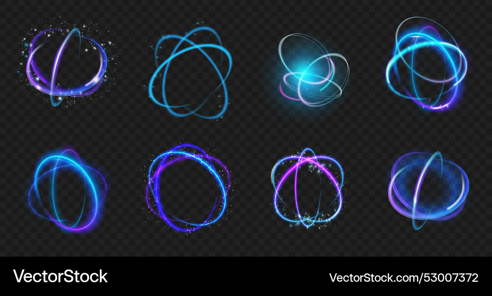 Ion and atom elements with neon shining effect Vector Image