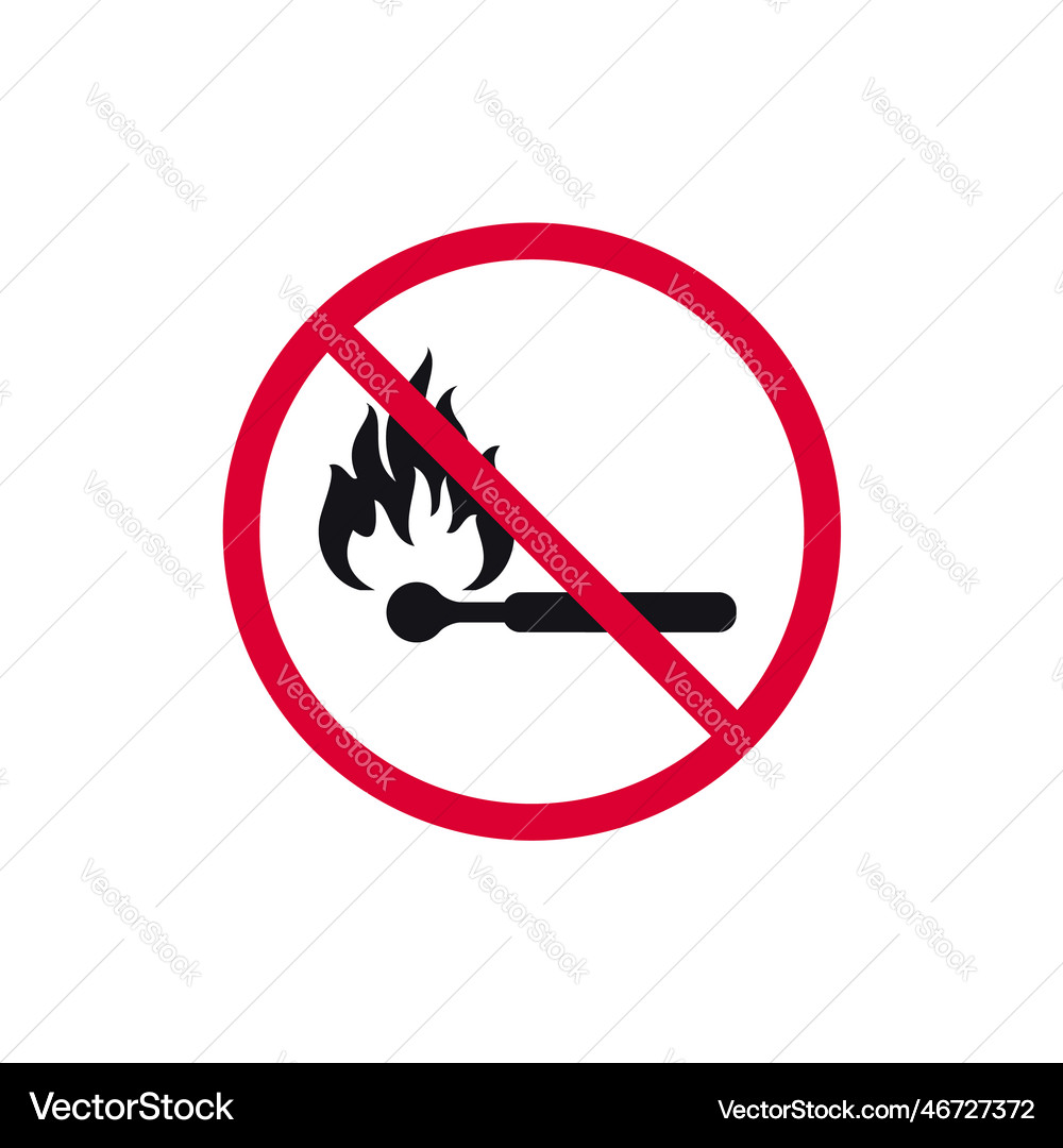 No fire match prohibited sign forbidden sticker Vector Image