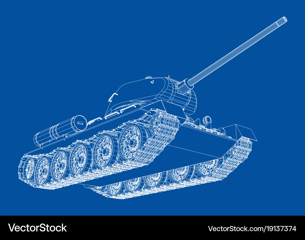 Blueprint of realistic tank Royalty Free Vector Image