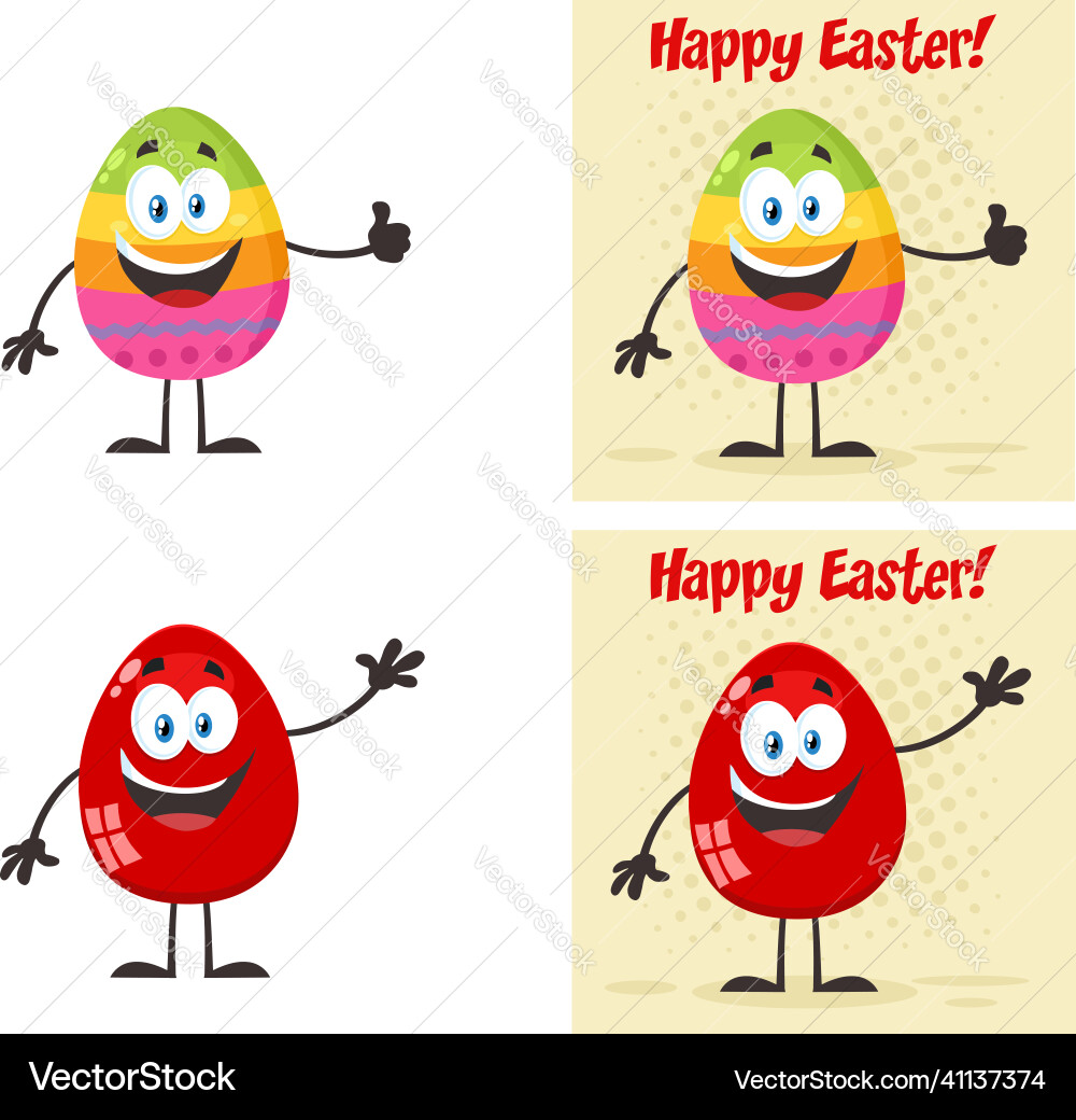 Easter egg cartoon mascot character collection Vector Image